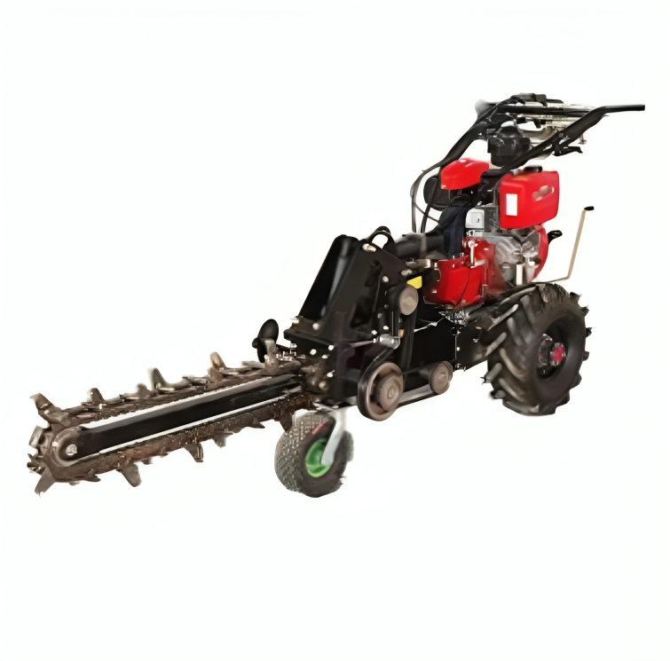 Self-propelled 12HP Diesel Walk Behind Mini Trencher Ditcher Machine ...