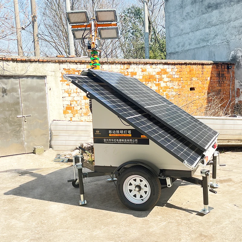 9M Portable Solar Light Tower with Retractable Panels | Renco Industrial