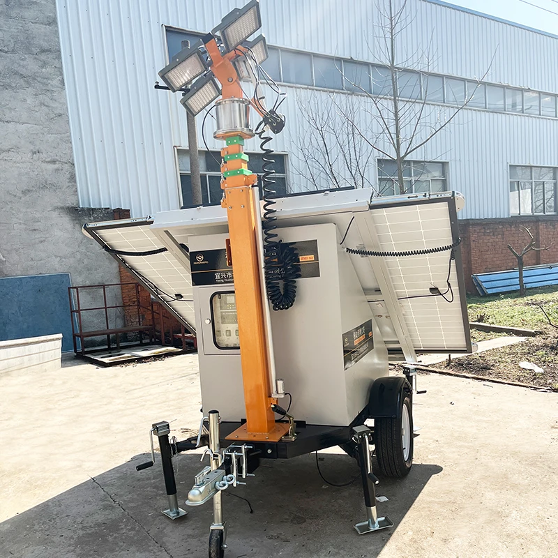 9M Portable Solar Light Tower with Retractable Panels | Renco Industrial